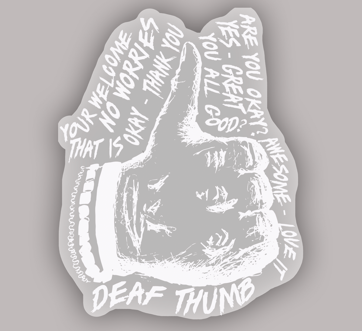 Deaf Thumb Sticker - White – No Wasted Auslan